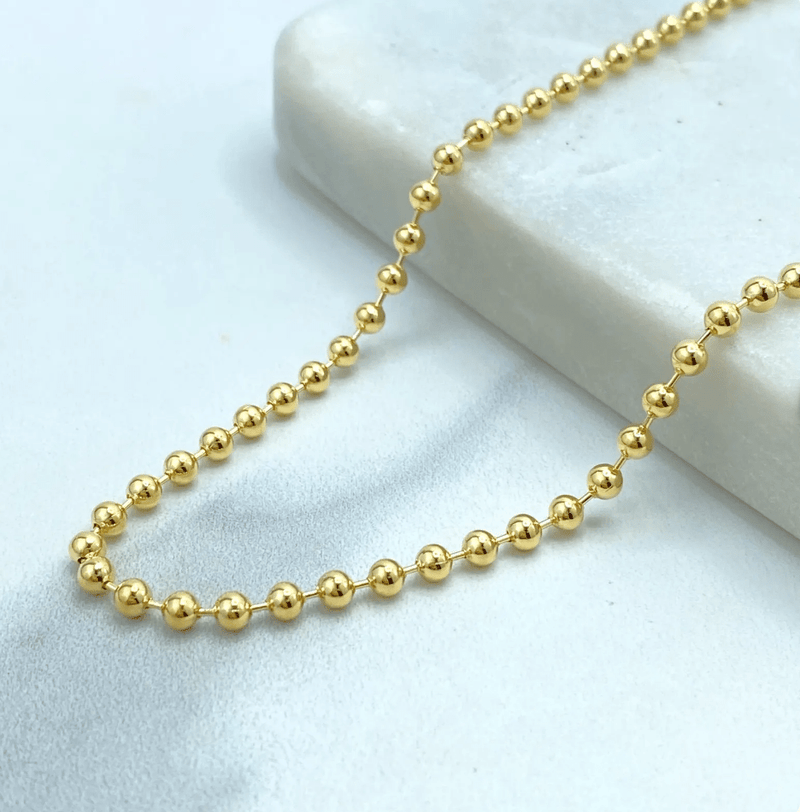 Buy 14k Gold-Filled 3MM Gold Ball Bead Chain Necklace 17